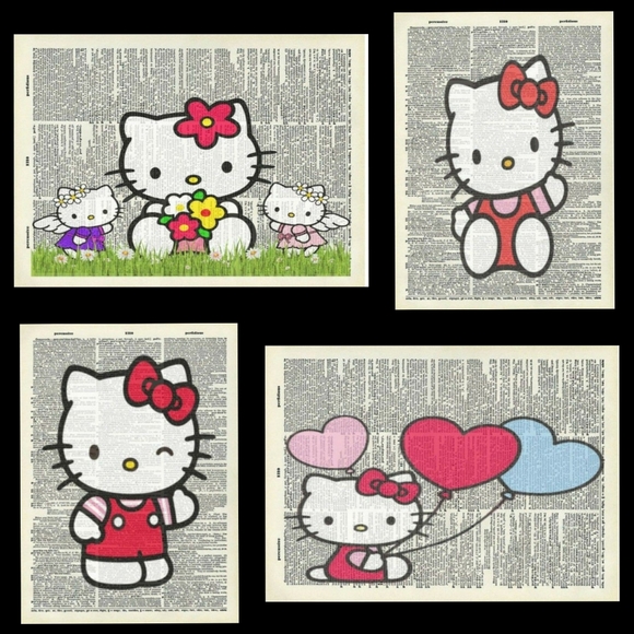 Other | Hello Kitty Dictionary Book Page Art Decor | Poshmark